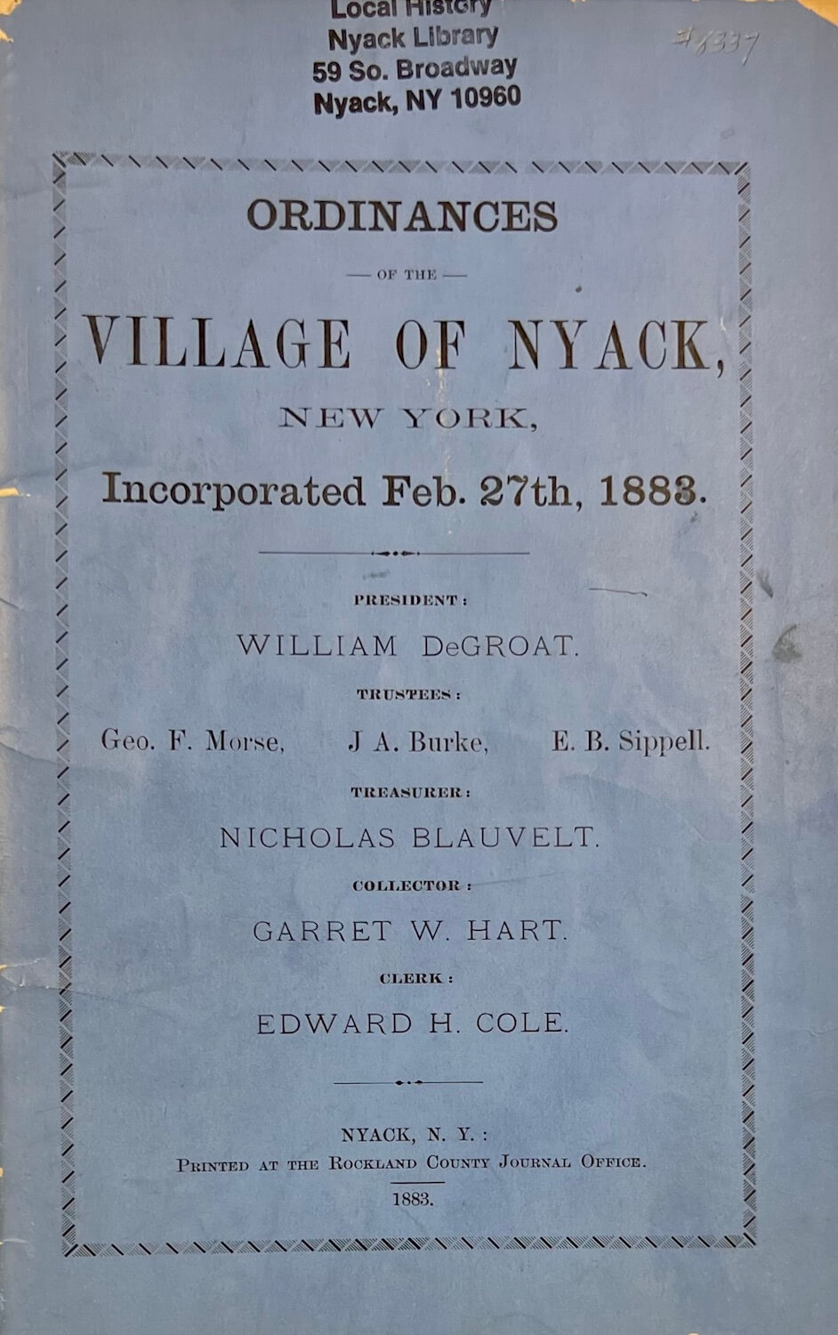 How to Avoid Fines in Nyack – in 1883 - Nyack News & Views